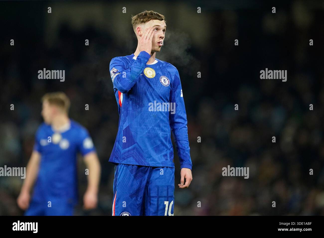 Chelsea's Cole Palmer stands on the pitch during the English Premier ...