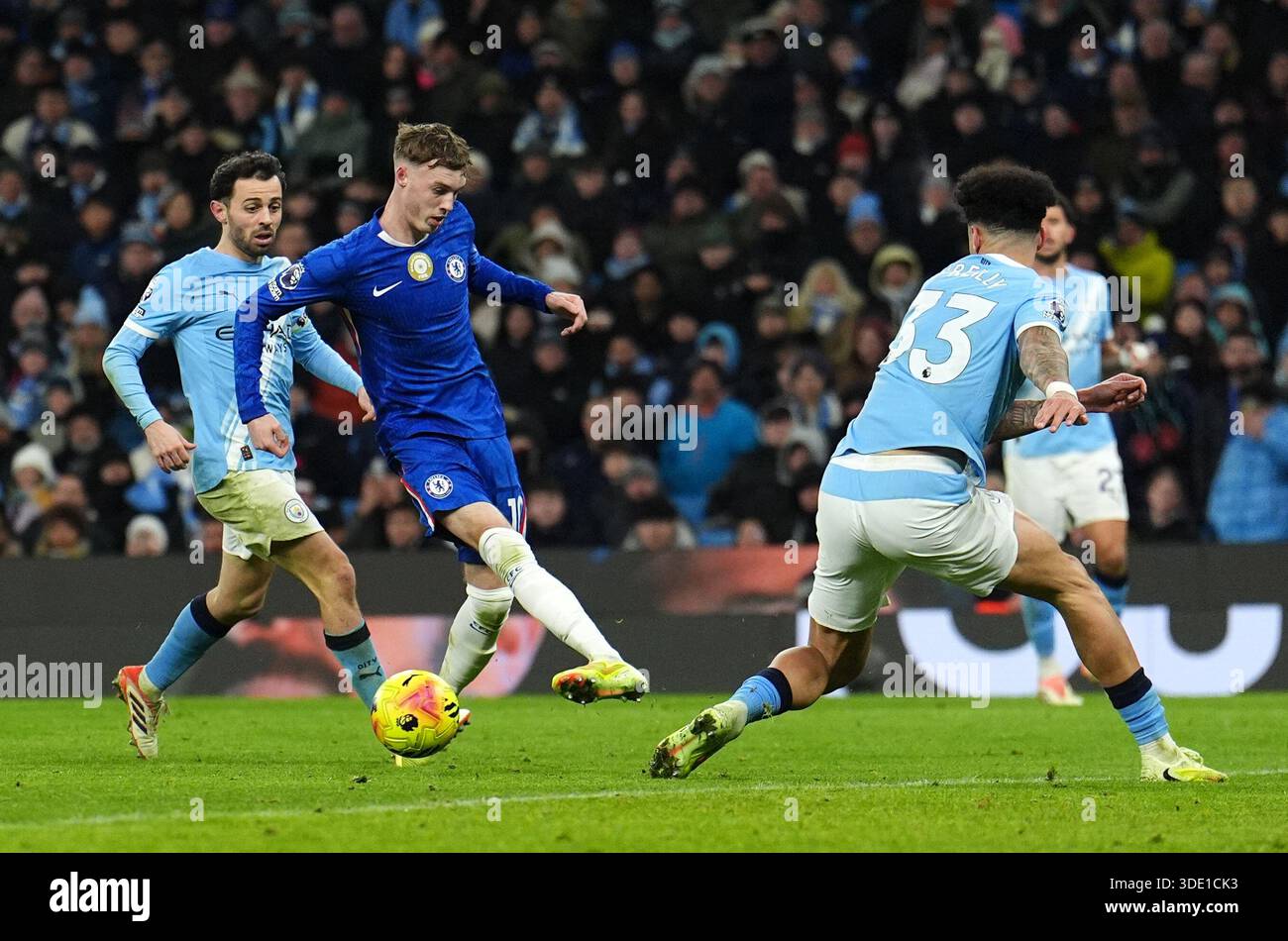 Chelsea's Cole Palmer attempts a shot on goal during the Premier League ...