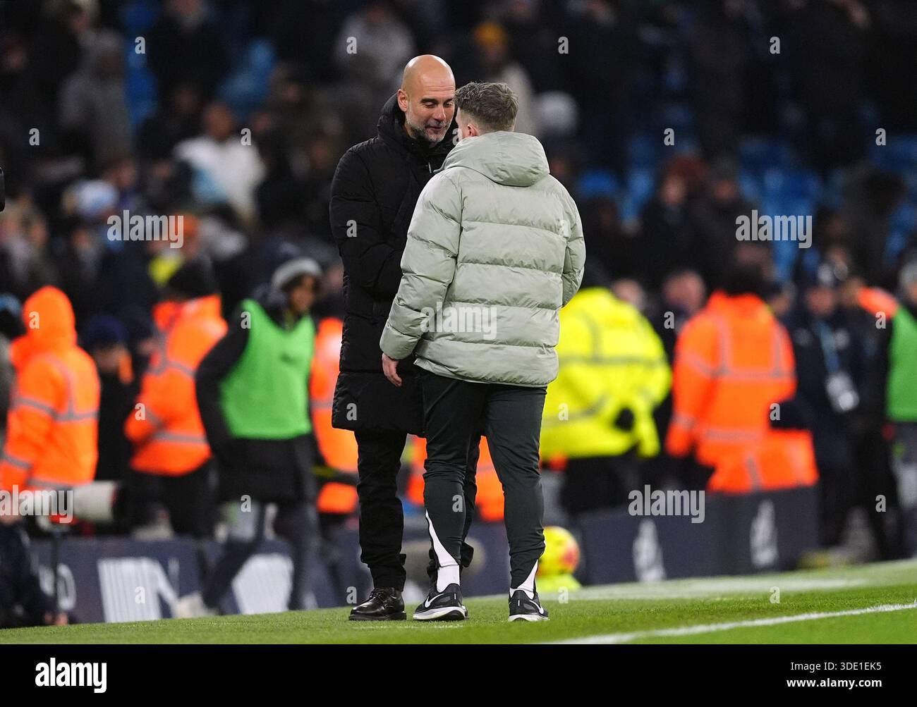 Manchester City manager Pep Guardiola greets Chelsea interim manager ...