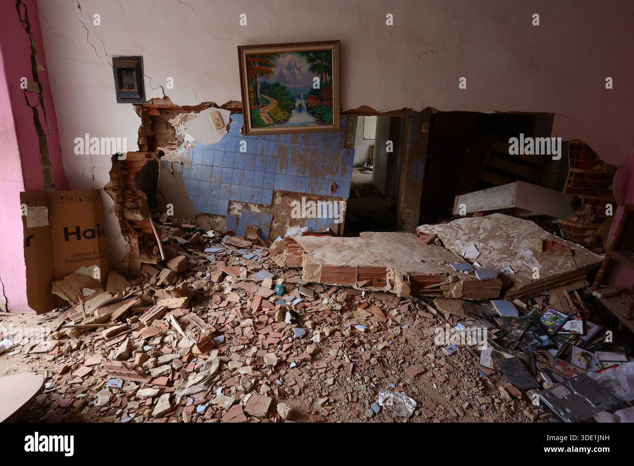 04 January 2026, Venezuela, La Guaira: An apartment building was ...