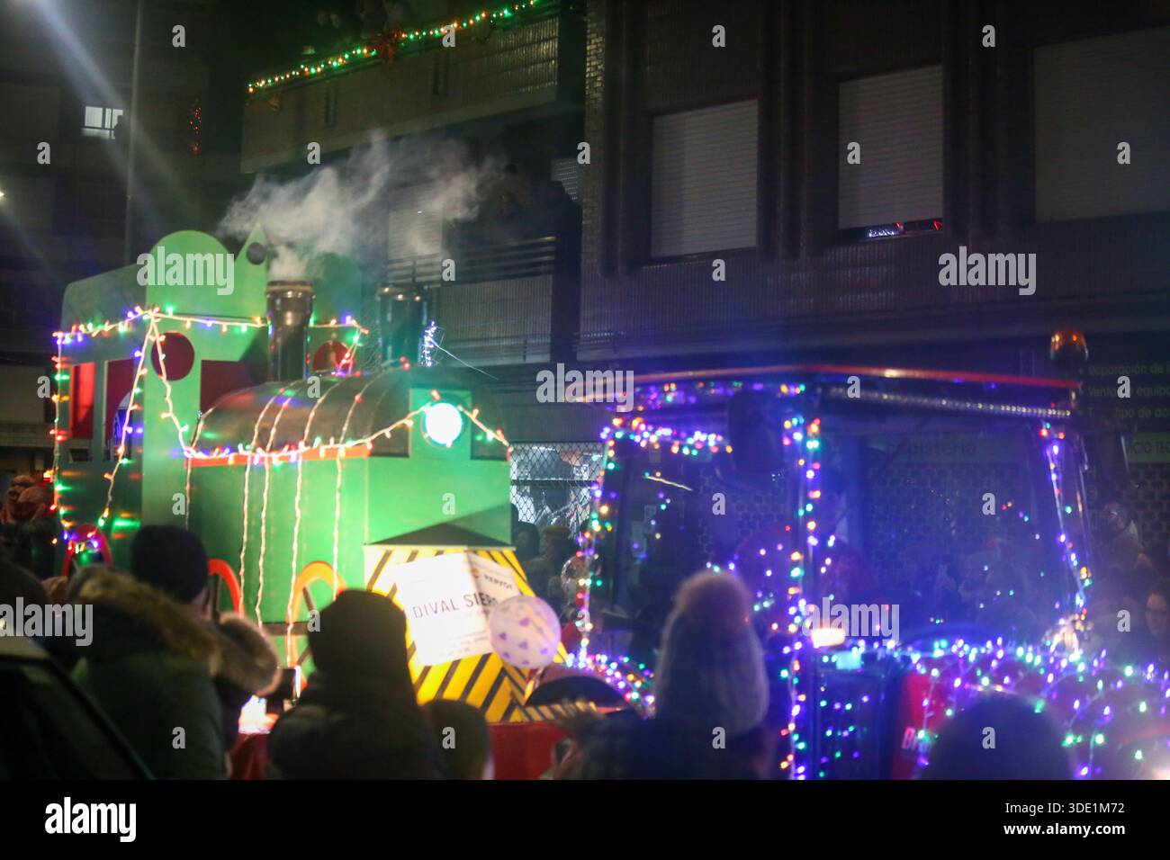 El Berrón, Spain, January 4, 2026: A train locomotive float during the ...