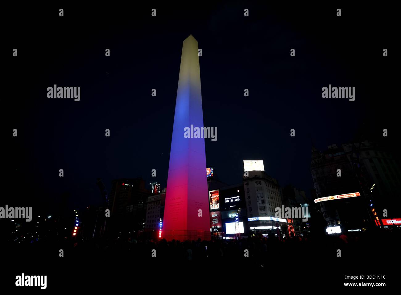 The obelisk seen illuminated in support of the people of Venezuela ...