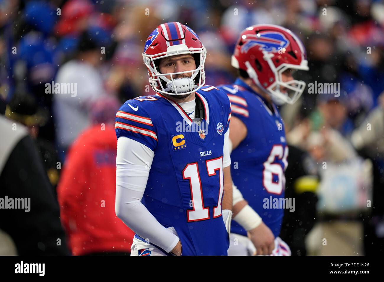 Buffalo Bills quarterback Josh Allen (17) warms up before an NFL ...