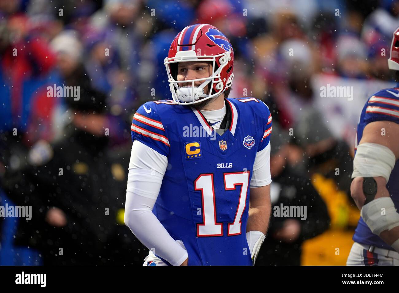 Buffalo Bills quarterback Josh Allen warms up before an NFL football ...