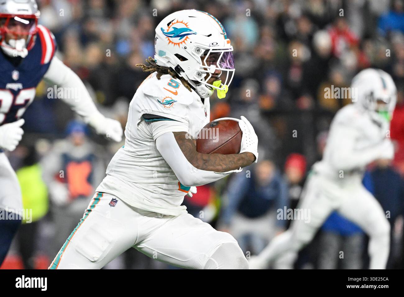 Jan 4, 2026; Foxboro, Massachusetts, USA; Miami Dolphins running back ...