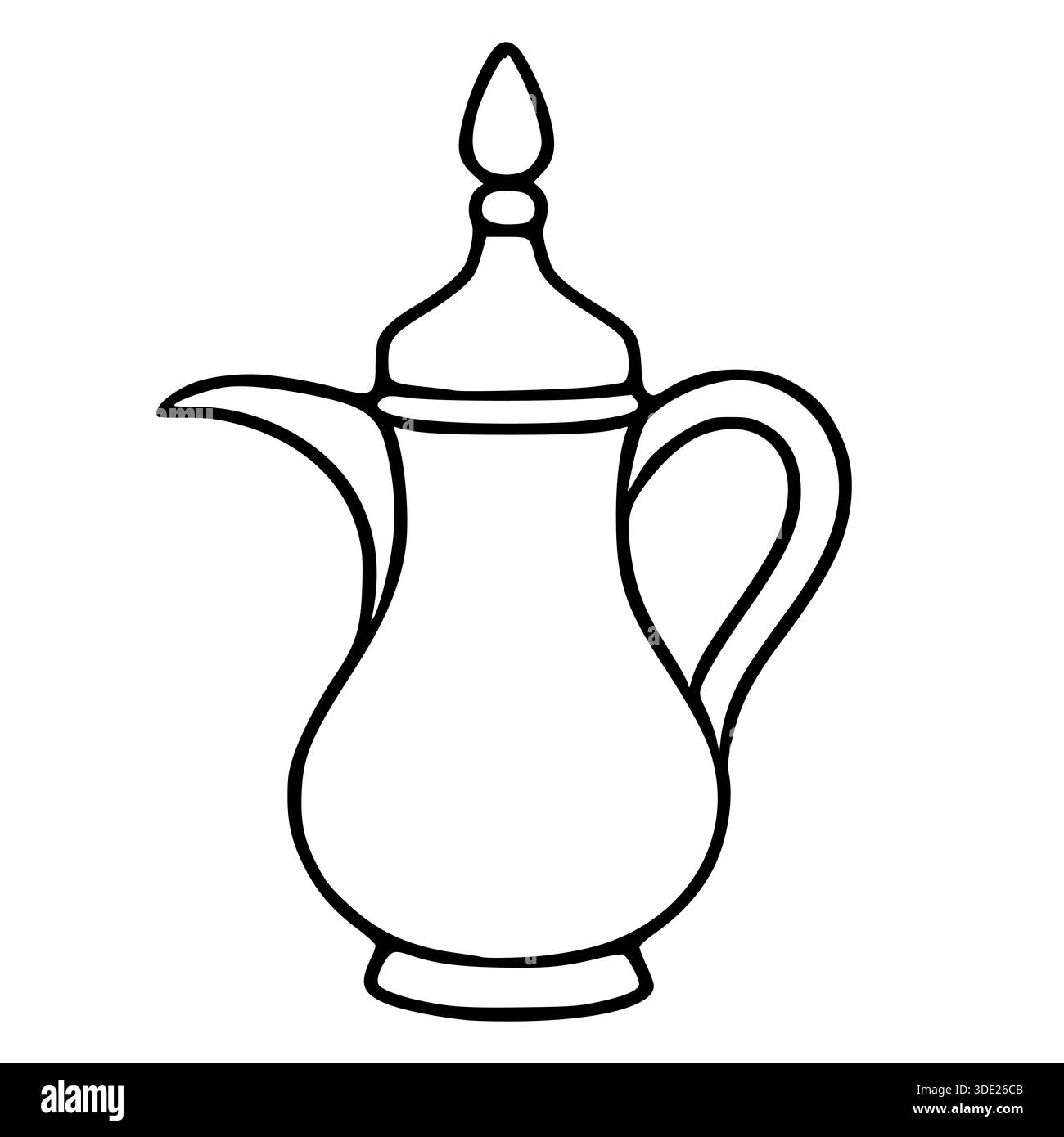 Minimalist Arabic Dallah tea pot vector illustration, clean line art ...