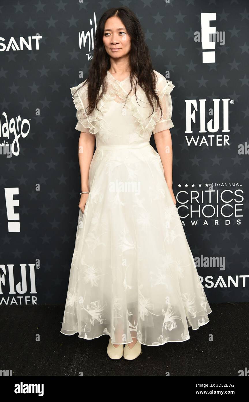 Chloe Zhao arrives at the 31st Annual Critics Choice Awards on Sunday ...
