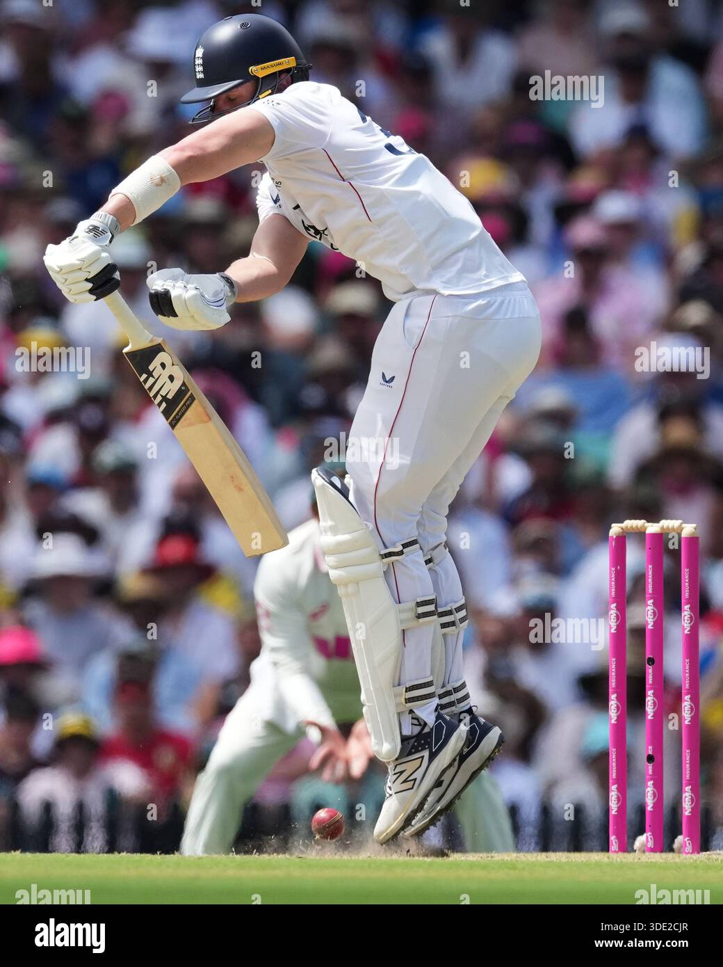 England's Jamie Smith bats during play on day two of the fifth and ...