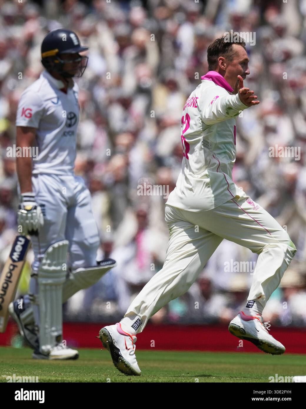 Australia's Marnus Labuschagne celebrates after taking the wicket of ...