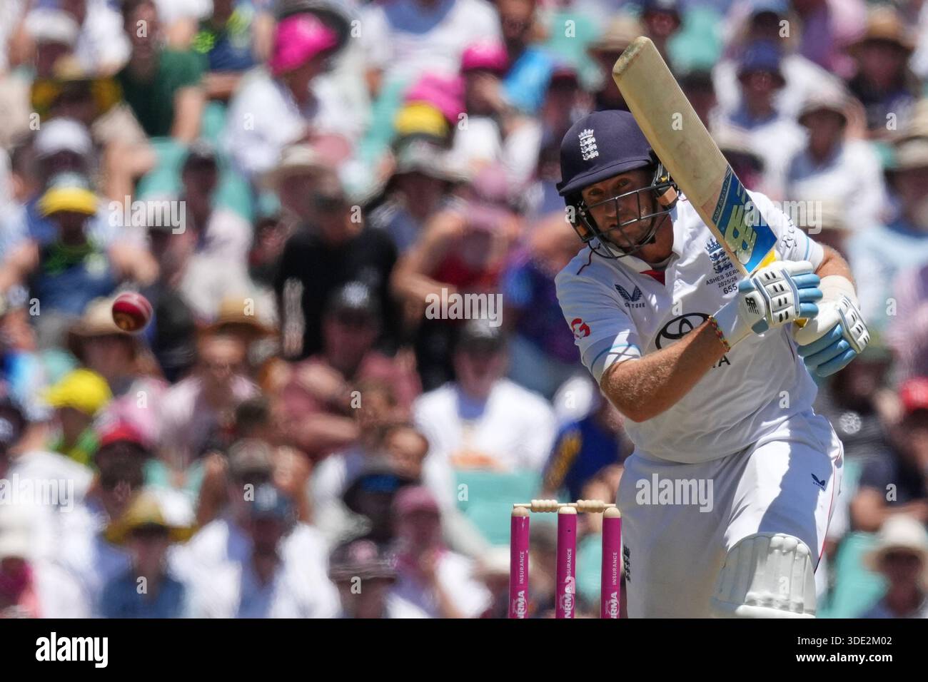 England's Joe Root bats during play on day two of the fifth and final ...