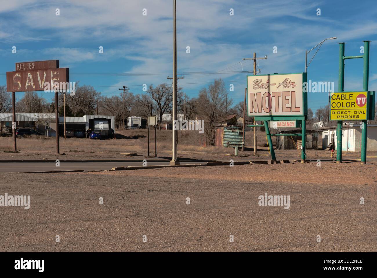 Vintage roadside signs along Highway FOR EDITORIAL USE ONLY Stock Photo ...
