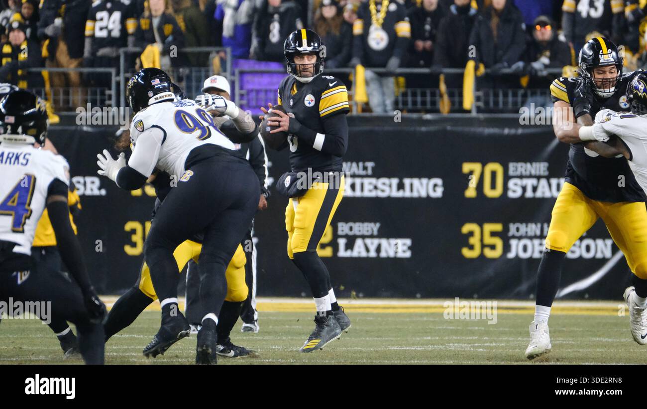 Jan 04, 2025: Aaron Rodgers #8 sack during the Pittsburgh Steelers vs ...