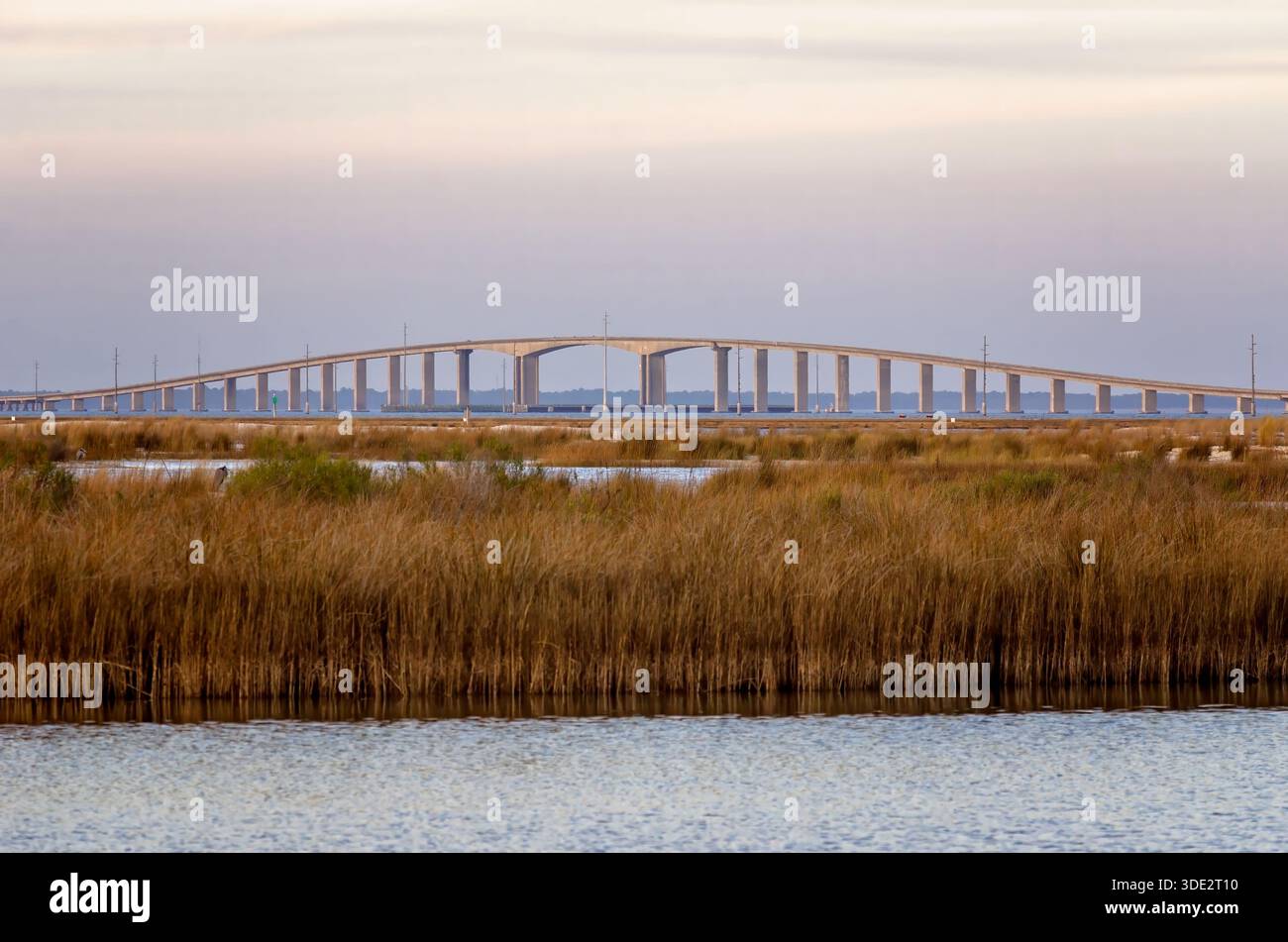 Dauphin Island, Alabama, USA -Jan. 1, 2026: The Dauphin Island Bridge ...