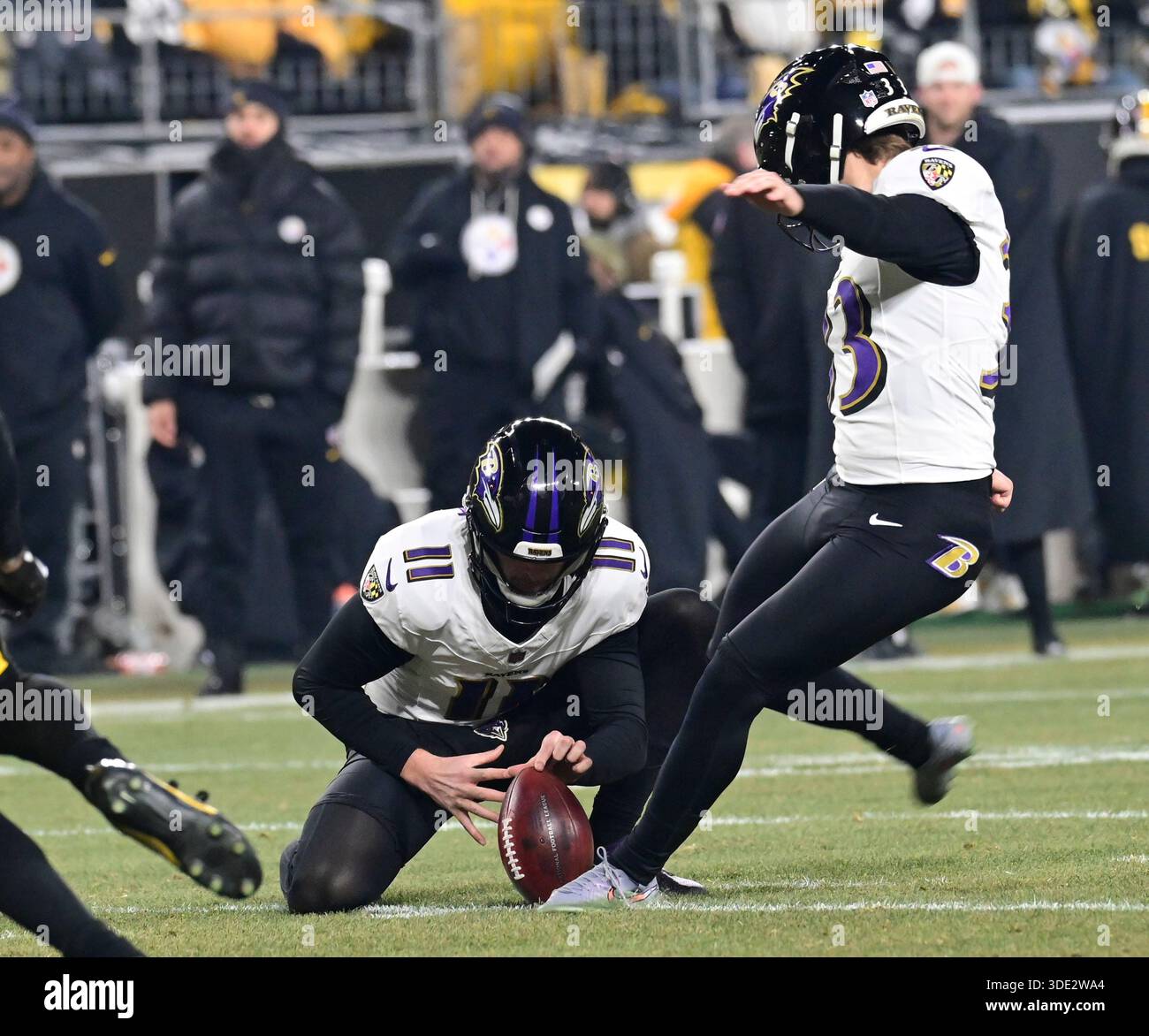 Baltimore Ravens kicker Tyler Loop (33) connects for a 23 yard field ...