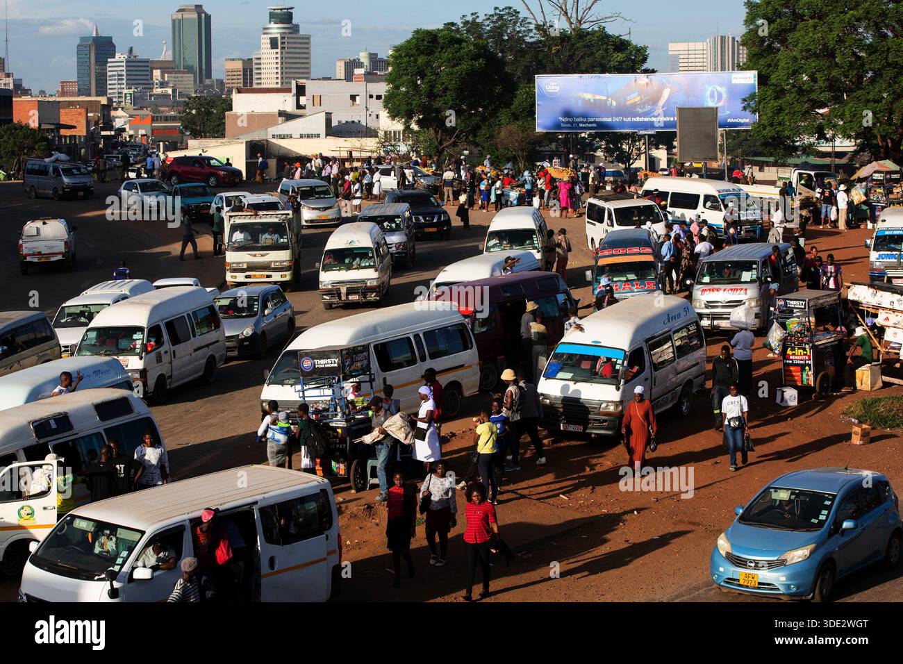 An overview of a taxi stand in downtown Harare, Zimbabwe, Tuesday, Dec ...