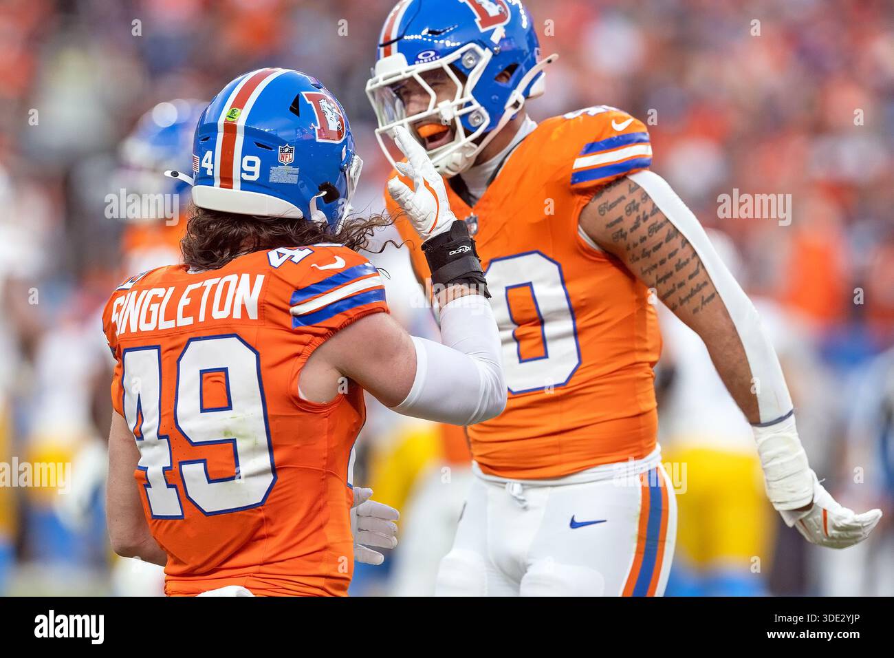 January 4, 2026, Denver, Colorado, USA: Broncos ILB ALEX SINGLETON and ...