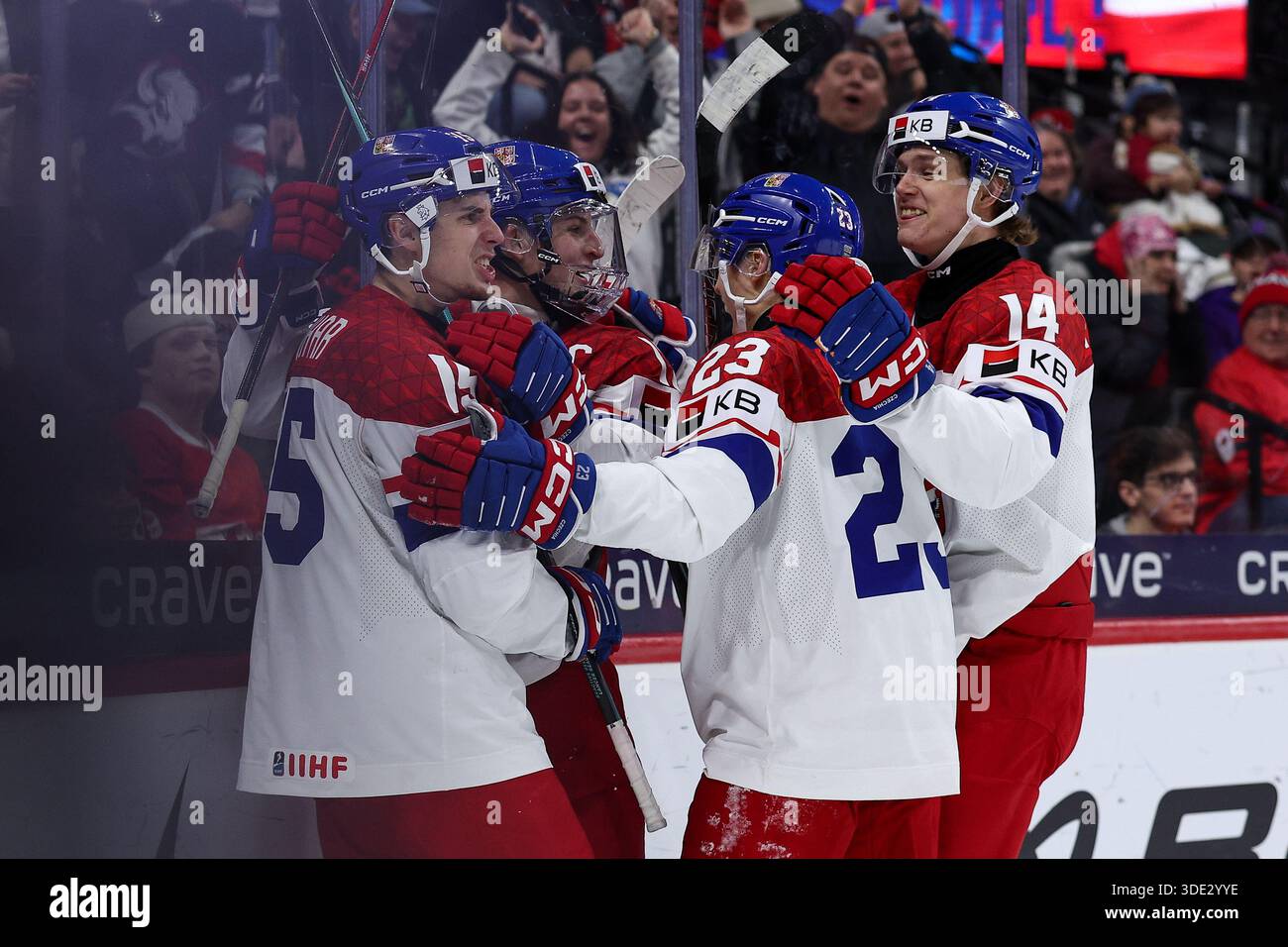 Czechia forward Vojtech Cihar celebrates his goal with teammates during ...