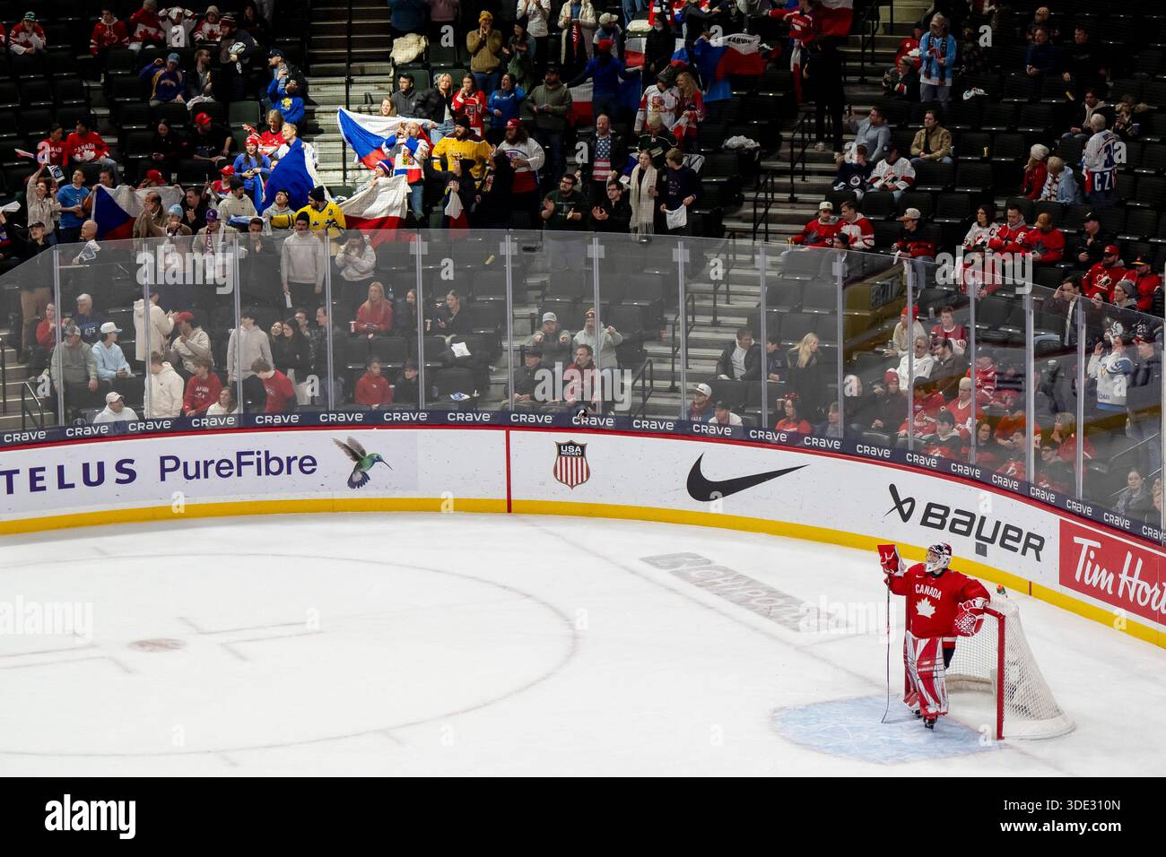 Canada goaltender Jack Ivankovic (1) looks on after Canada lost to ...