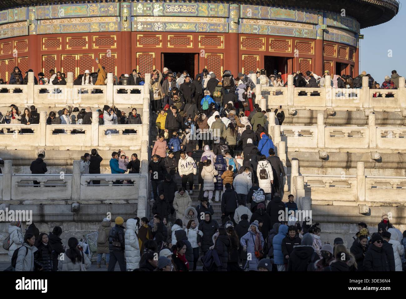 Visitors gather at the Hall of Prayer for Good Harvests in Tiantan Park ...