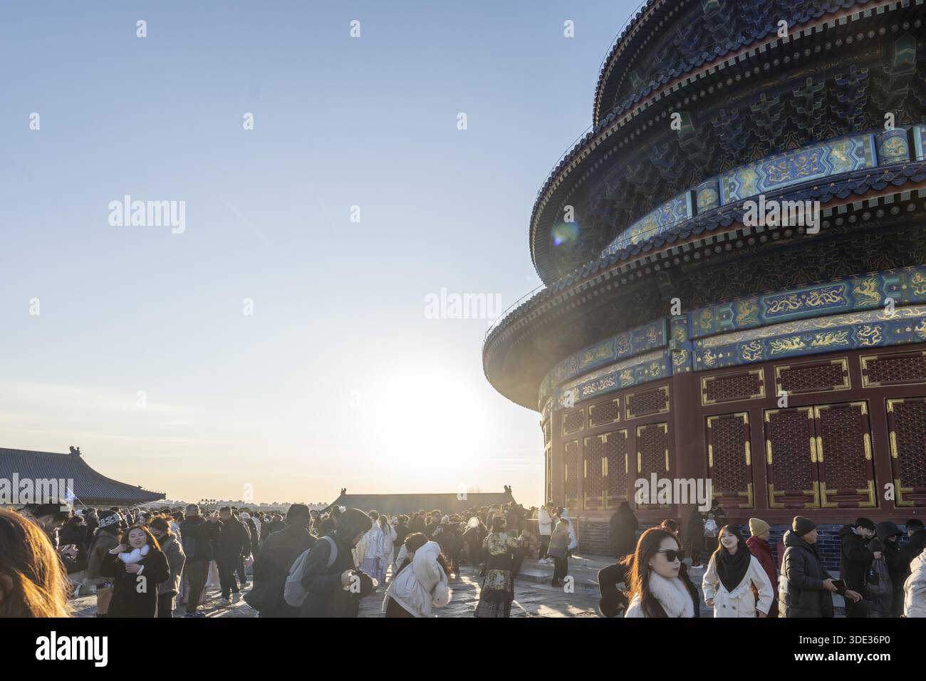Visitors gather at the Hall of Prayer for Good Harvests in Tiantan Park ...