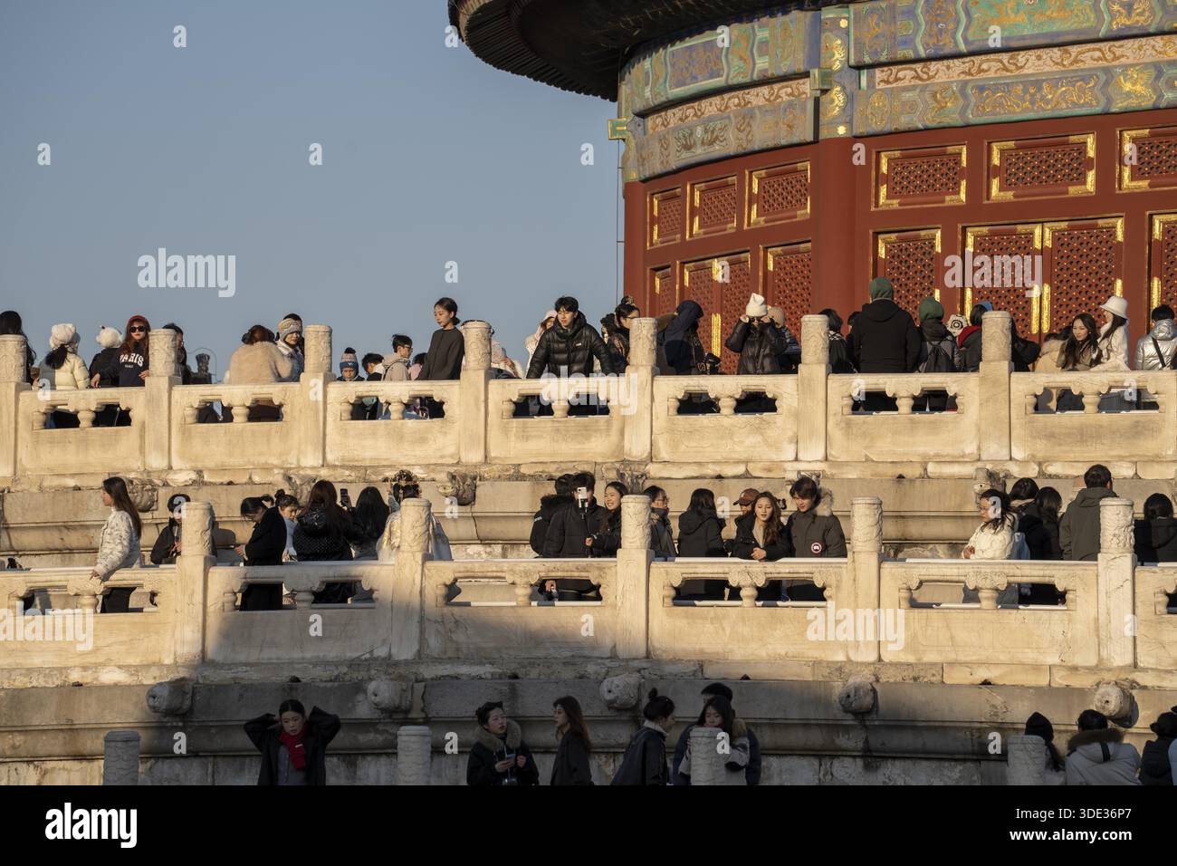 Visitors gather at the Hall of Prayer for Good Harvests in Tiantan Park ...