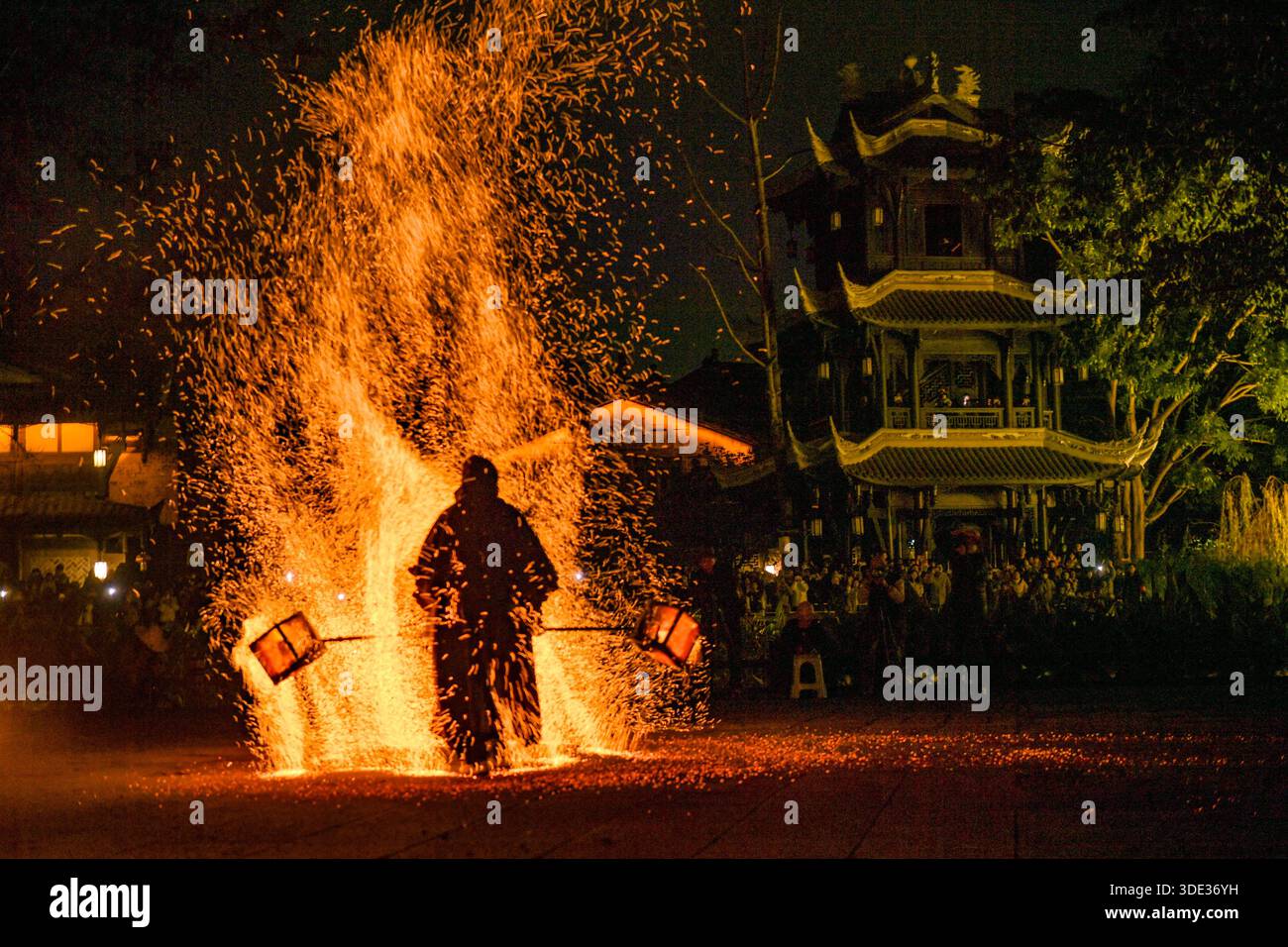 Folk artists perform the intangible cultural heritage performances for ...