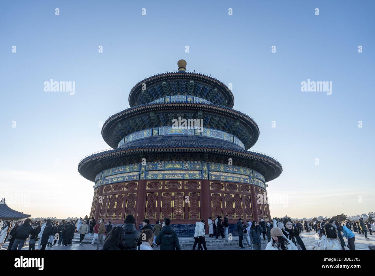 Visitors gather at the Hall of Prayer for Good Harvests in Tiantan Park ...