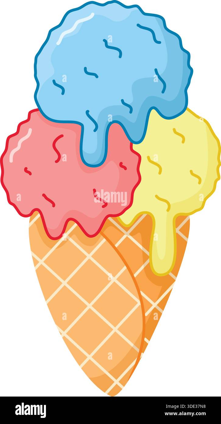 Waffle cone melting ice Stock Vector Images - Alamy