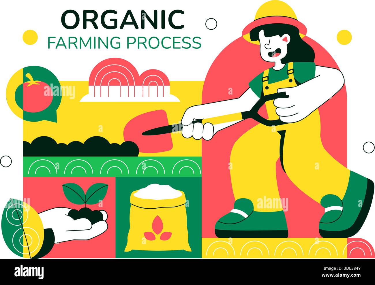 Organic Farming Process Vector Illustration Showing Sustainable ...
