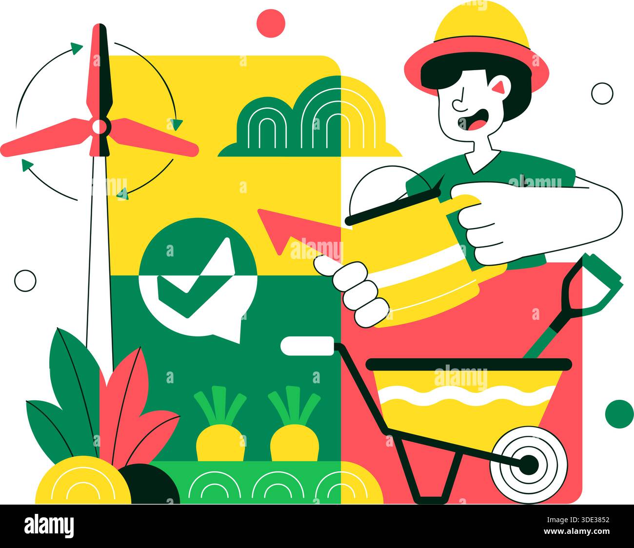 Organic Farming Process Vector Illustration Showing Sustainable ...