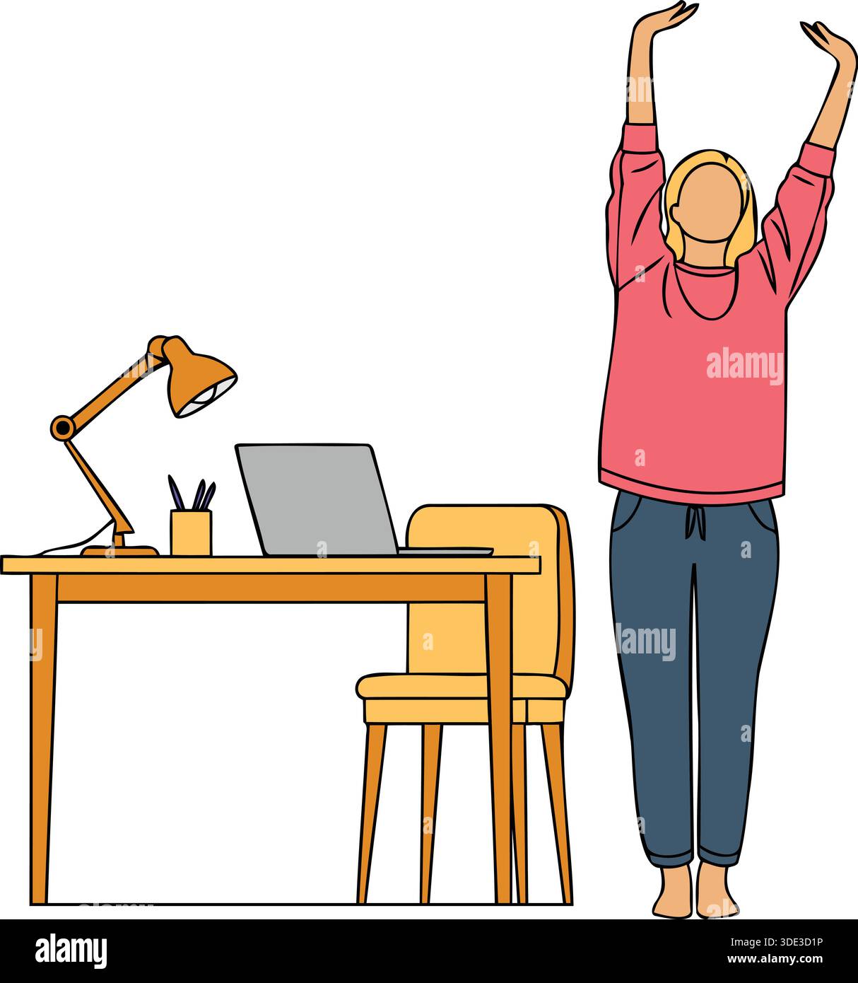 Woman standing desk office computer Stock Vector Images - Alamy