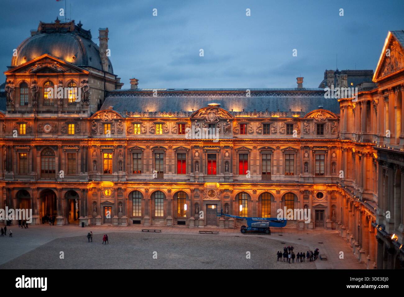 Paris, France, THe Grand Louvre Museum, VIew from WIndow at Night ...