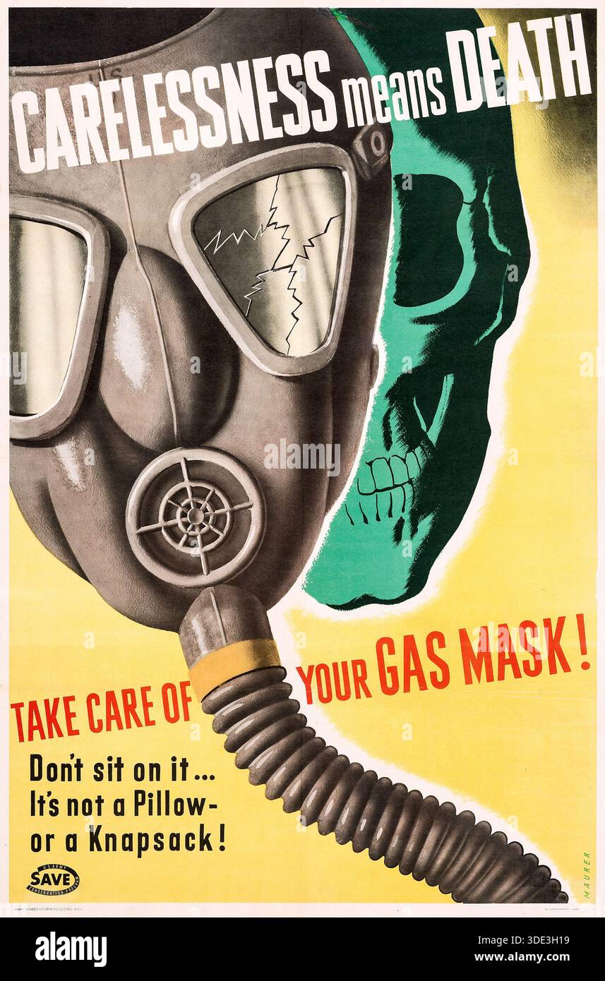 World war gas mask warning hi-res stock photography and images - Alamy