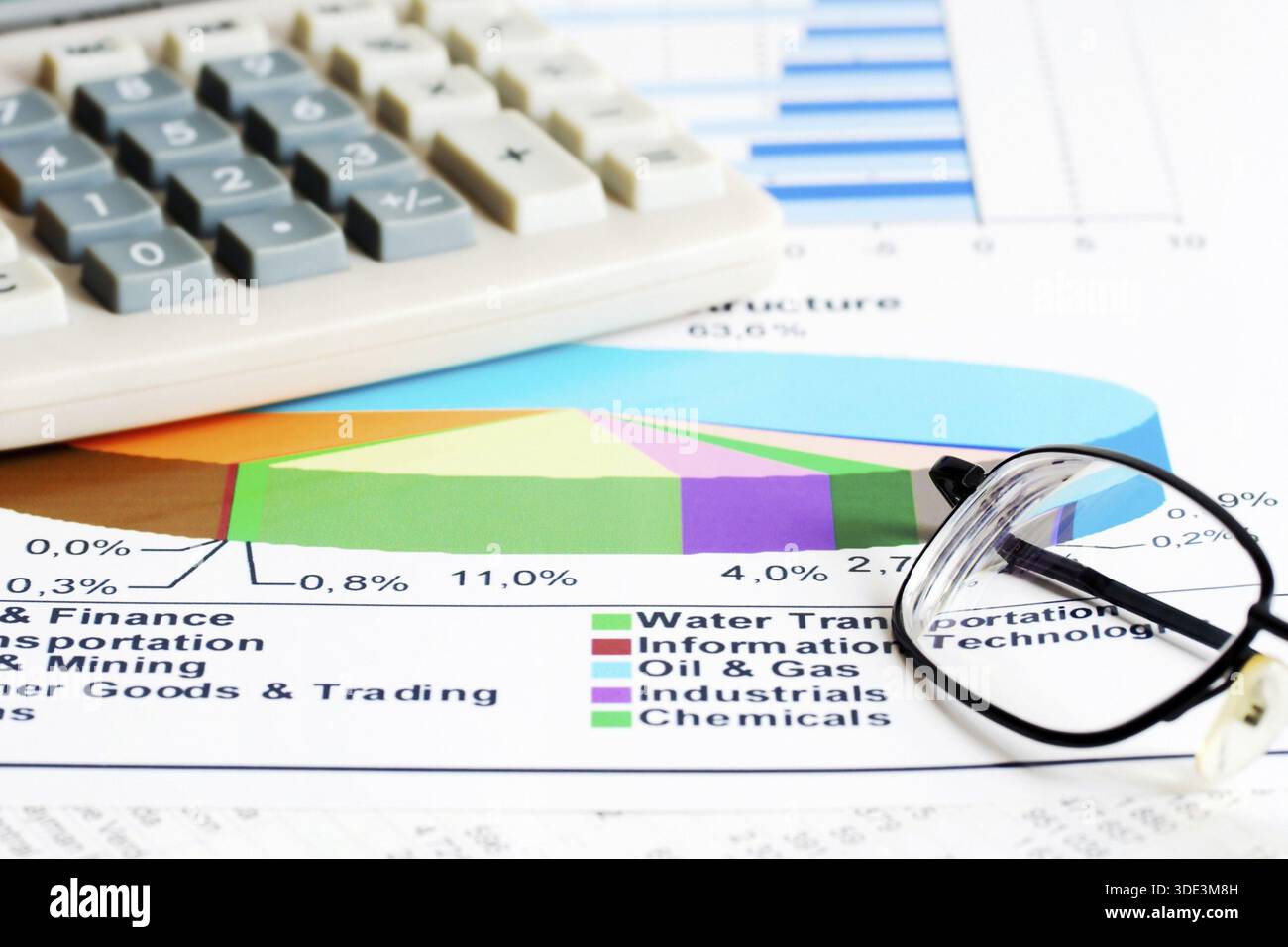 On reports calculator glasses hi-res stock photography and images - Alamy