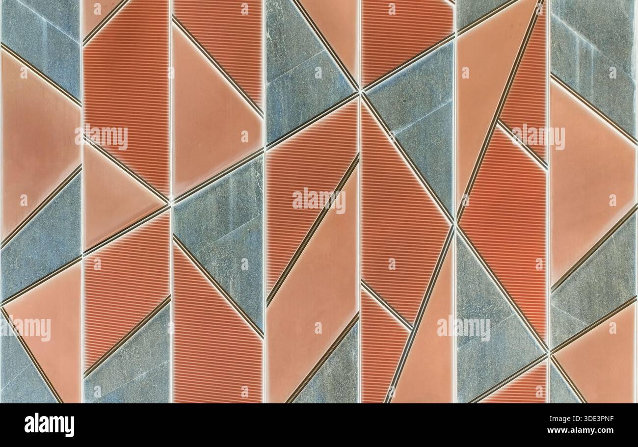 Alternating blue and brown triangular and rectangular panels hi-res ...