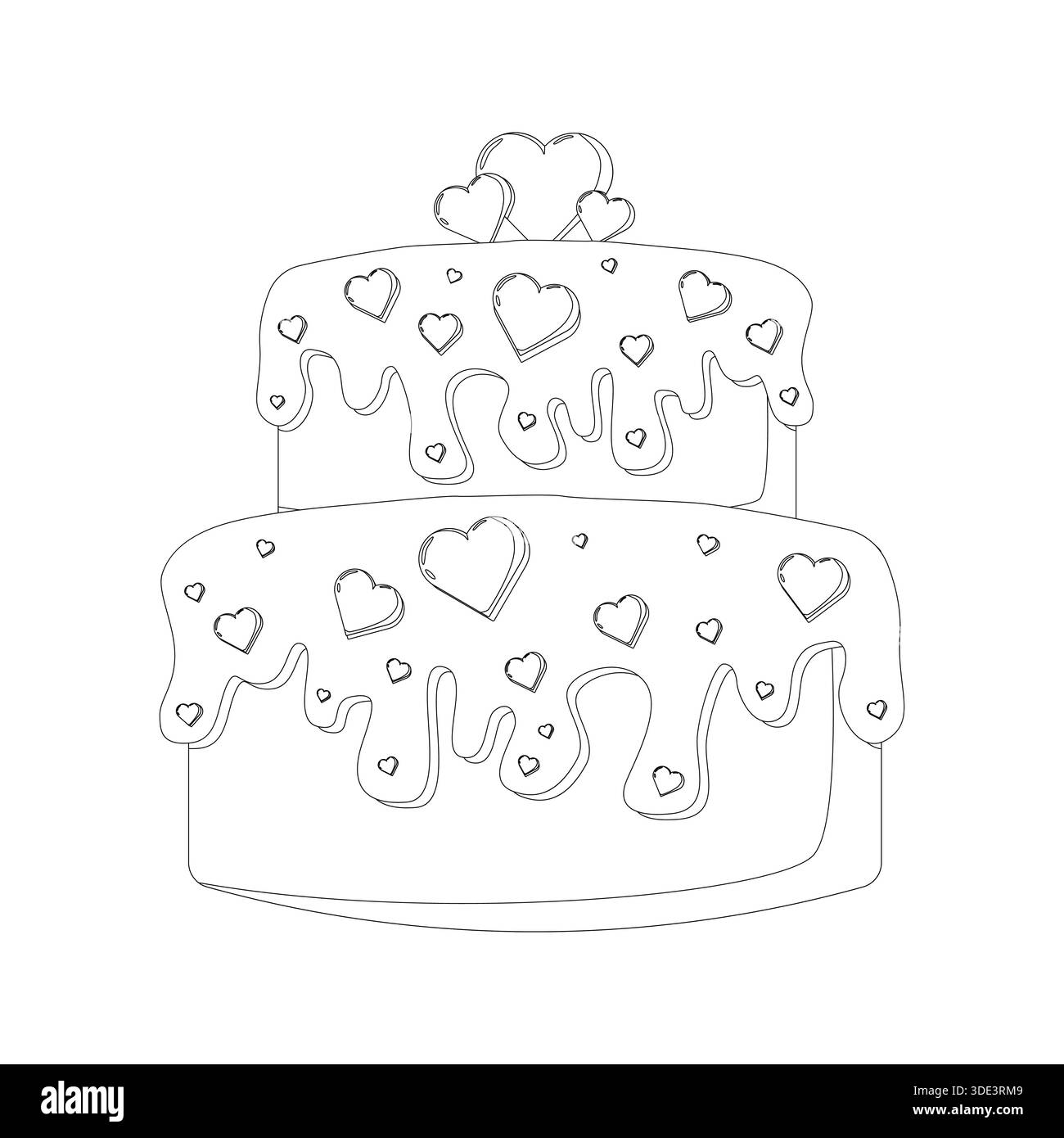 Valentine Cake Line Art Hearts Icing Stock Vector Image & Art - Alamy