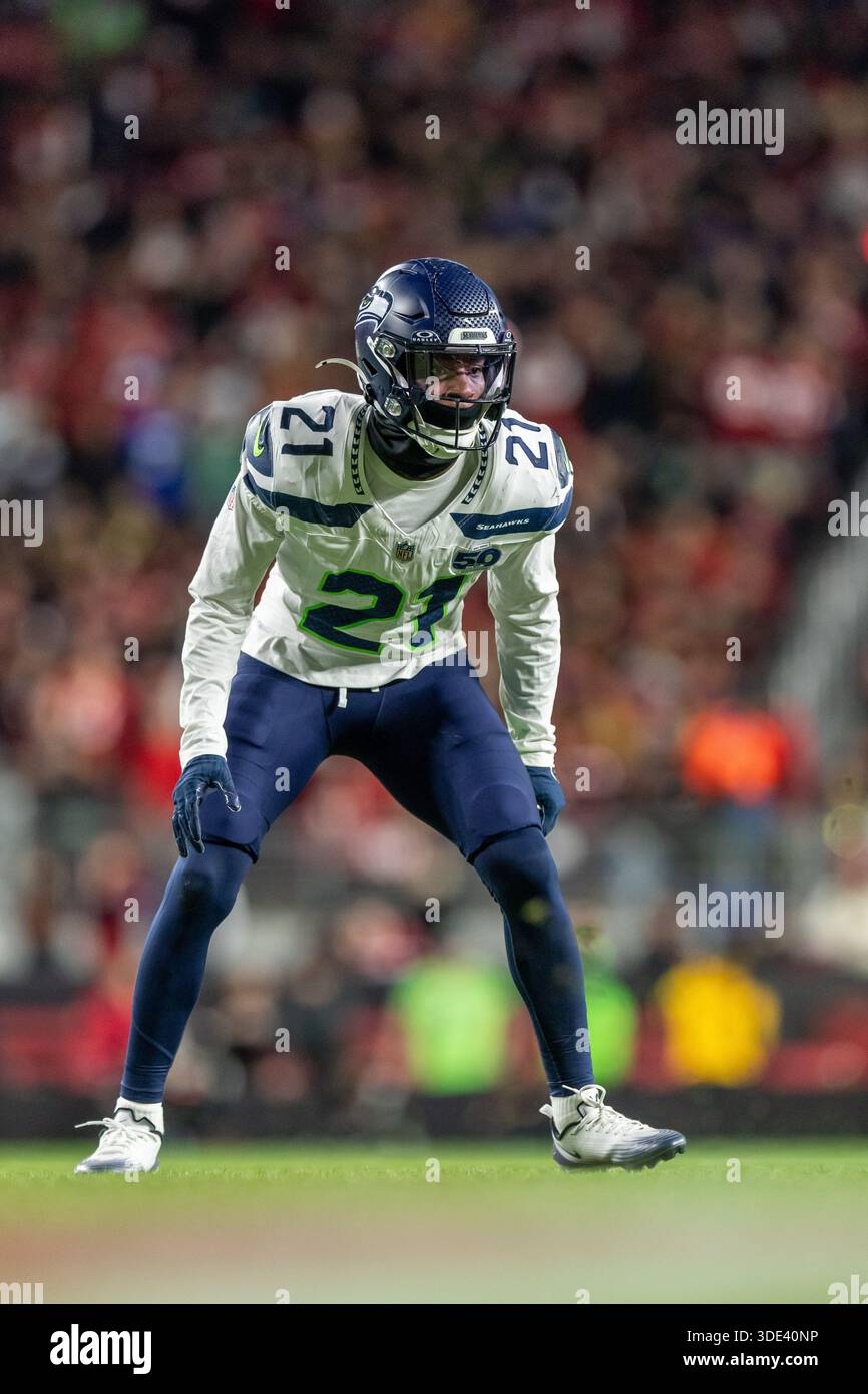 Seattle Seahawks cornerback Devon Witherspoon (21) against the San ...
