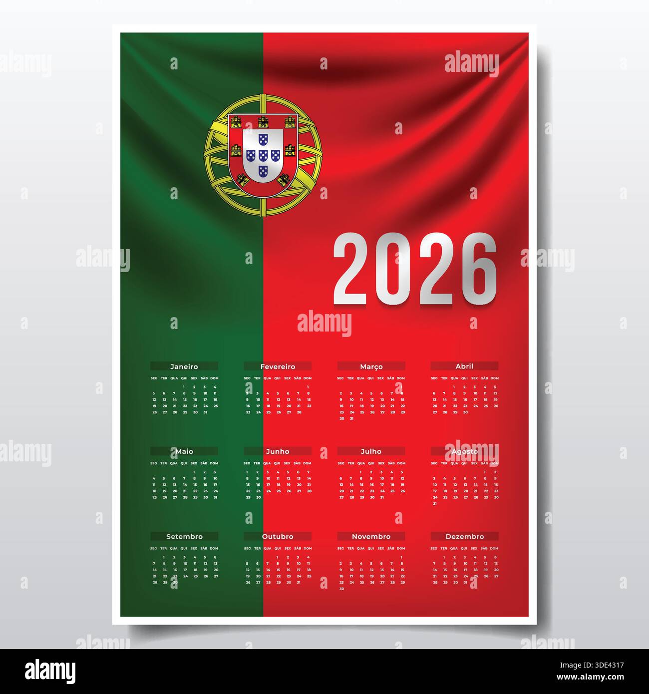 Portuguese calendar 2026 Stock Vector Images - Alamy
