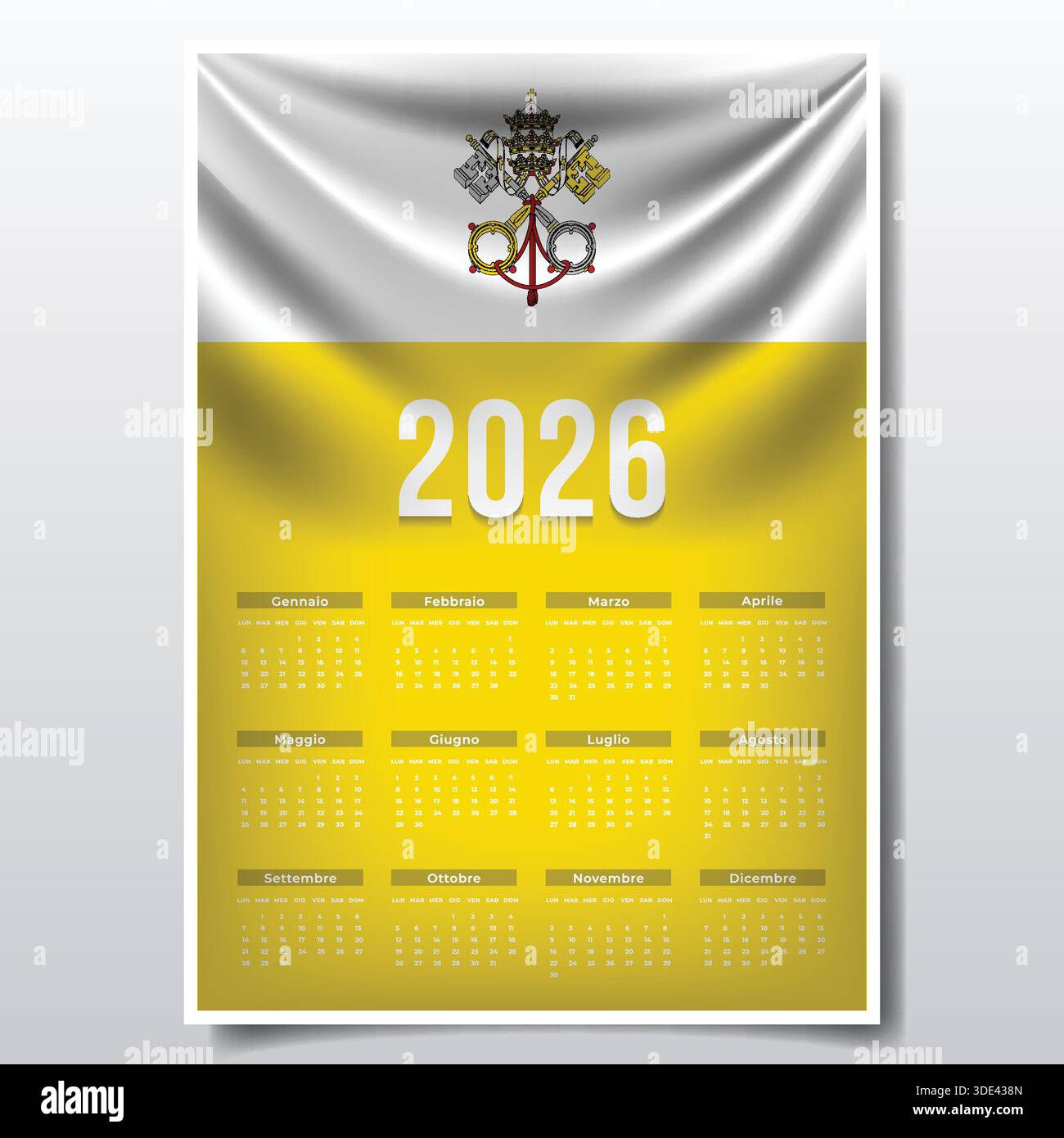 2026 Printable Calendar Design with VATICAN Flag Theme, Patriotic ...