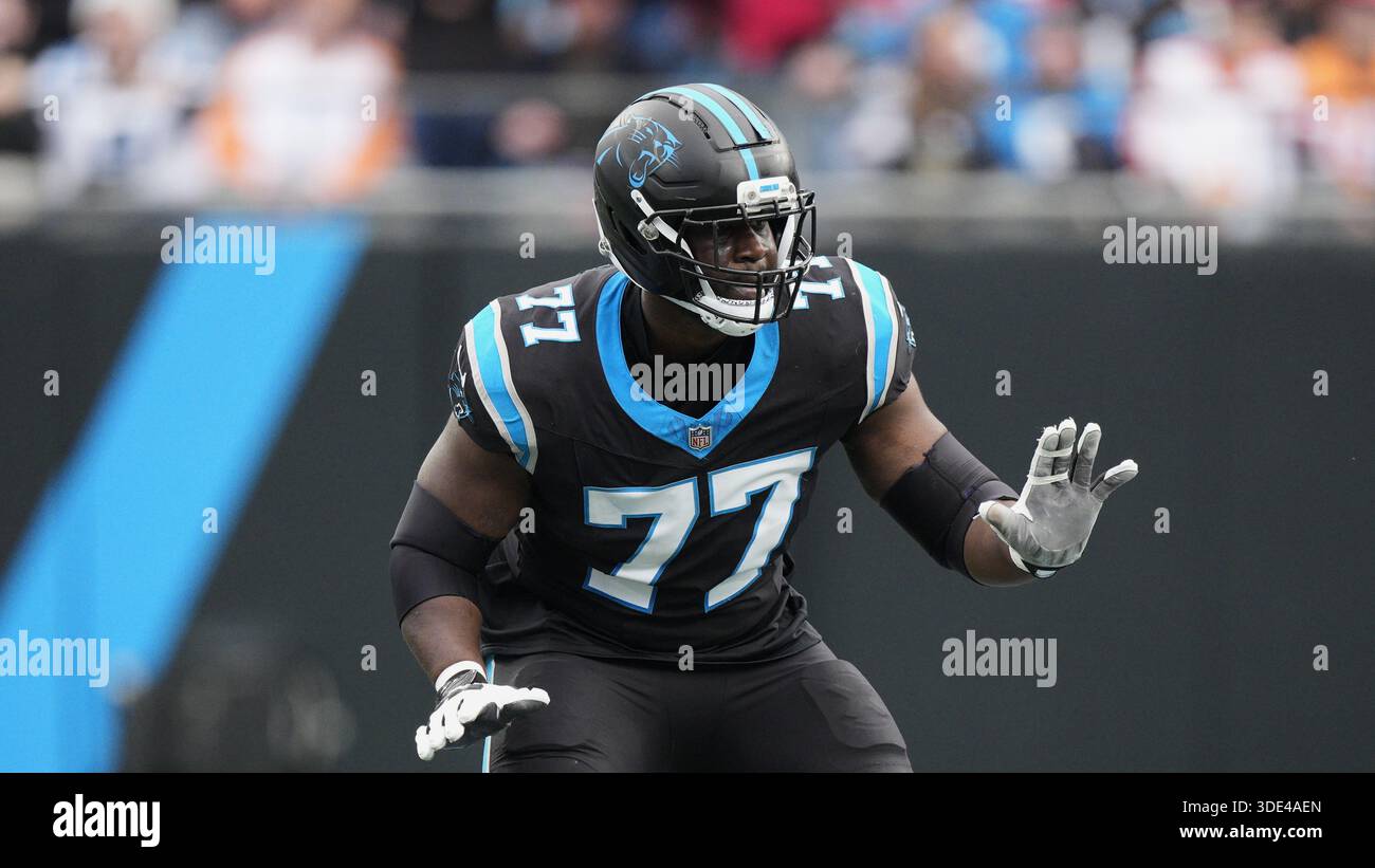 Carolina Panthers offensive tackle Yosh Nijman (77) plays during an NFL ...