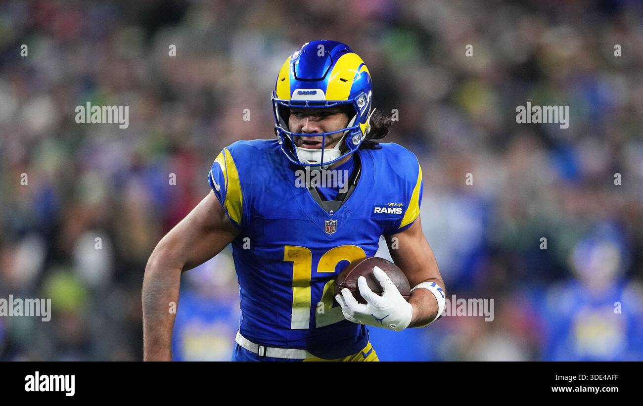 Los Angeles Rams wide receiver Puka Nacua (12) in action during an NFL ...