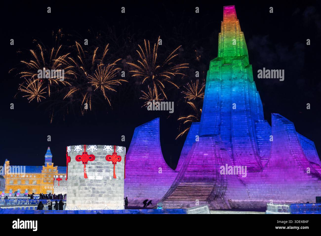 Fireworks are set off during the opening ceremony for the annual Ice ...