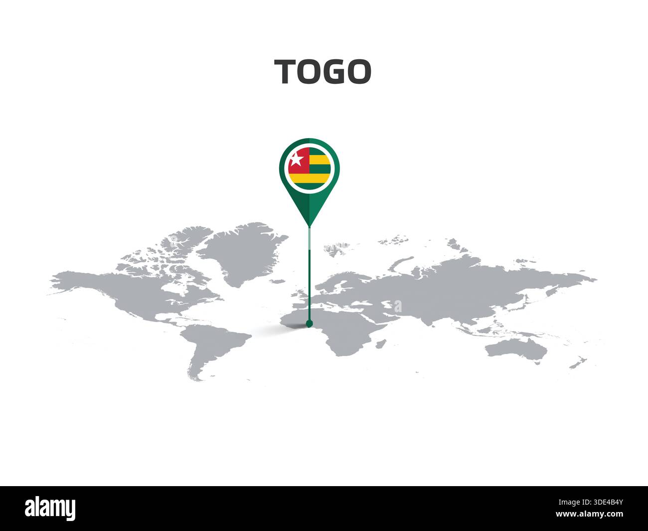 TOGO Location Pin on World Map with Flag in Pin's Body Stock Vector ...