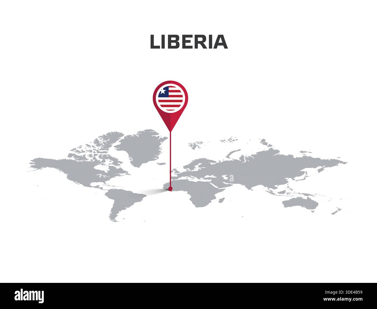 LIBERIA Location Pin on World Map with Flag in Pin's Body Stock Vector ...