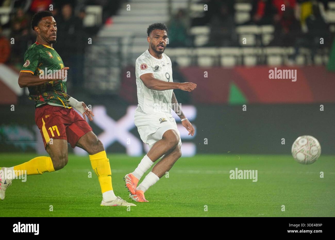January 04 2026: Lyle Brent Foster of South Africa shoots on goal ...