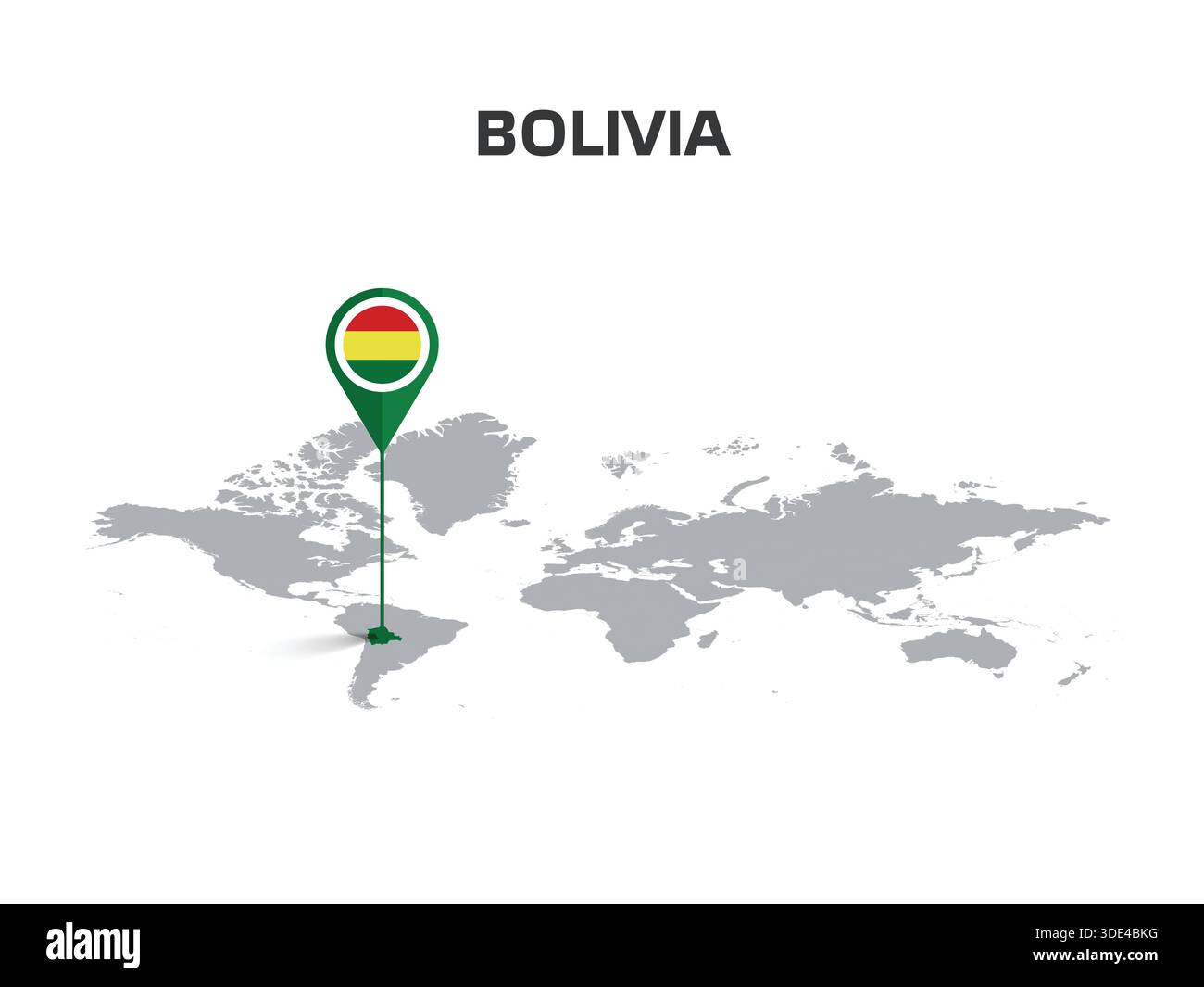 BOLIVIA Location Pin on World Map with Flag in Pin's Body Stock Vector ...