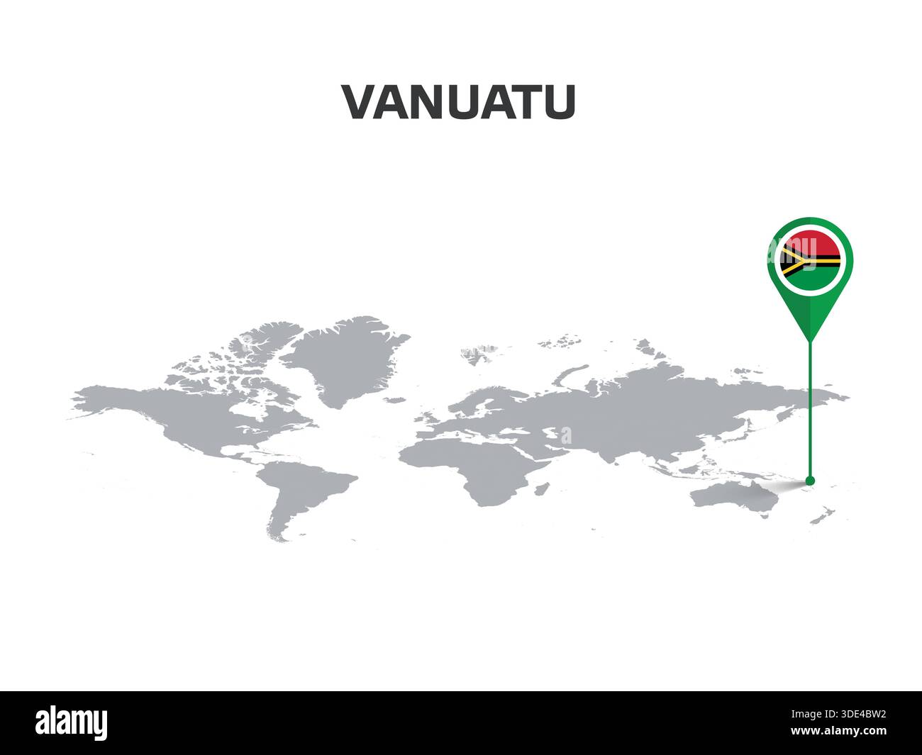 VANUATU Location Pin on World Map with Flag in Pin's Body Stock Vector ...