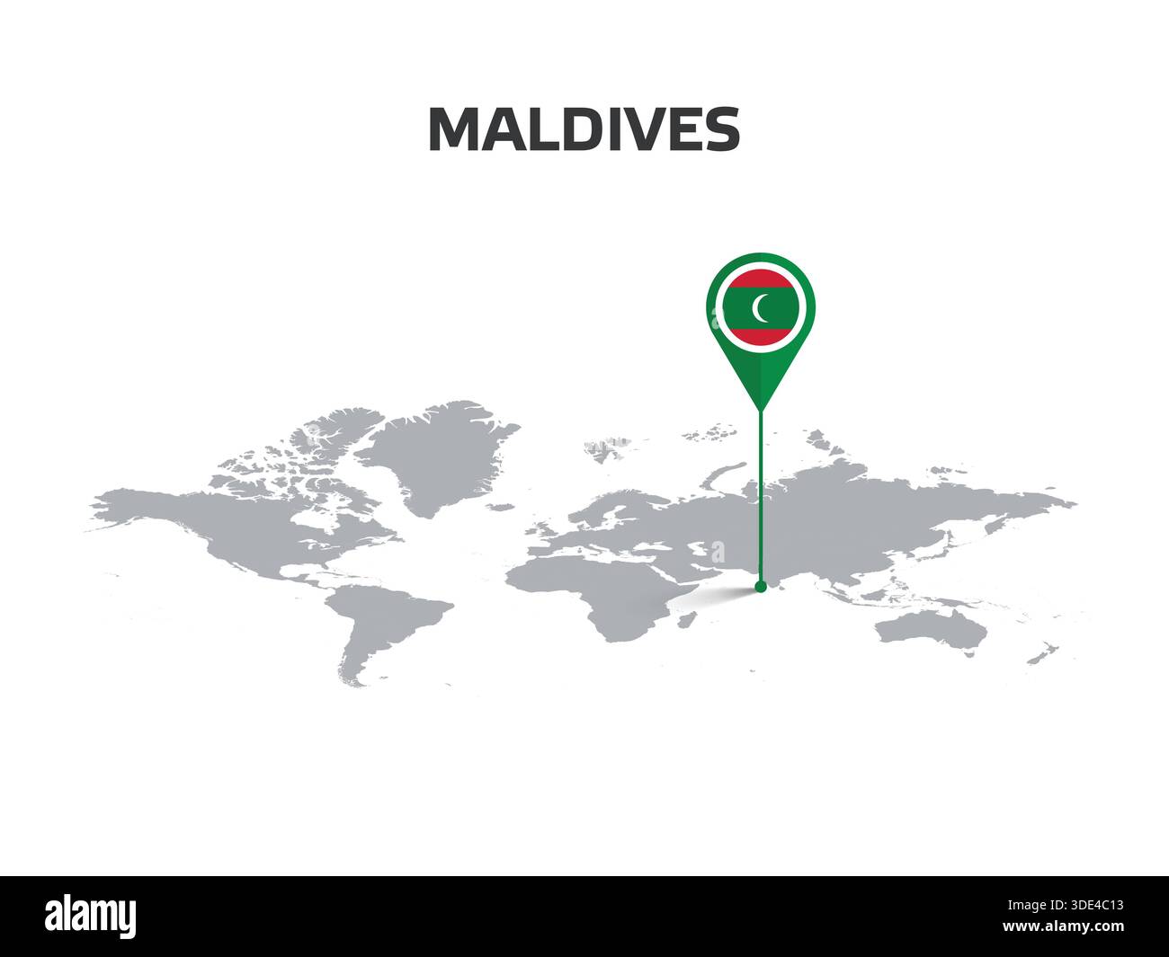 MALDIVES Location Pin on World Map with Flag in Pin's Body Stock Vector ...