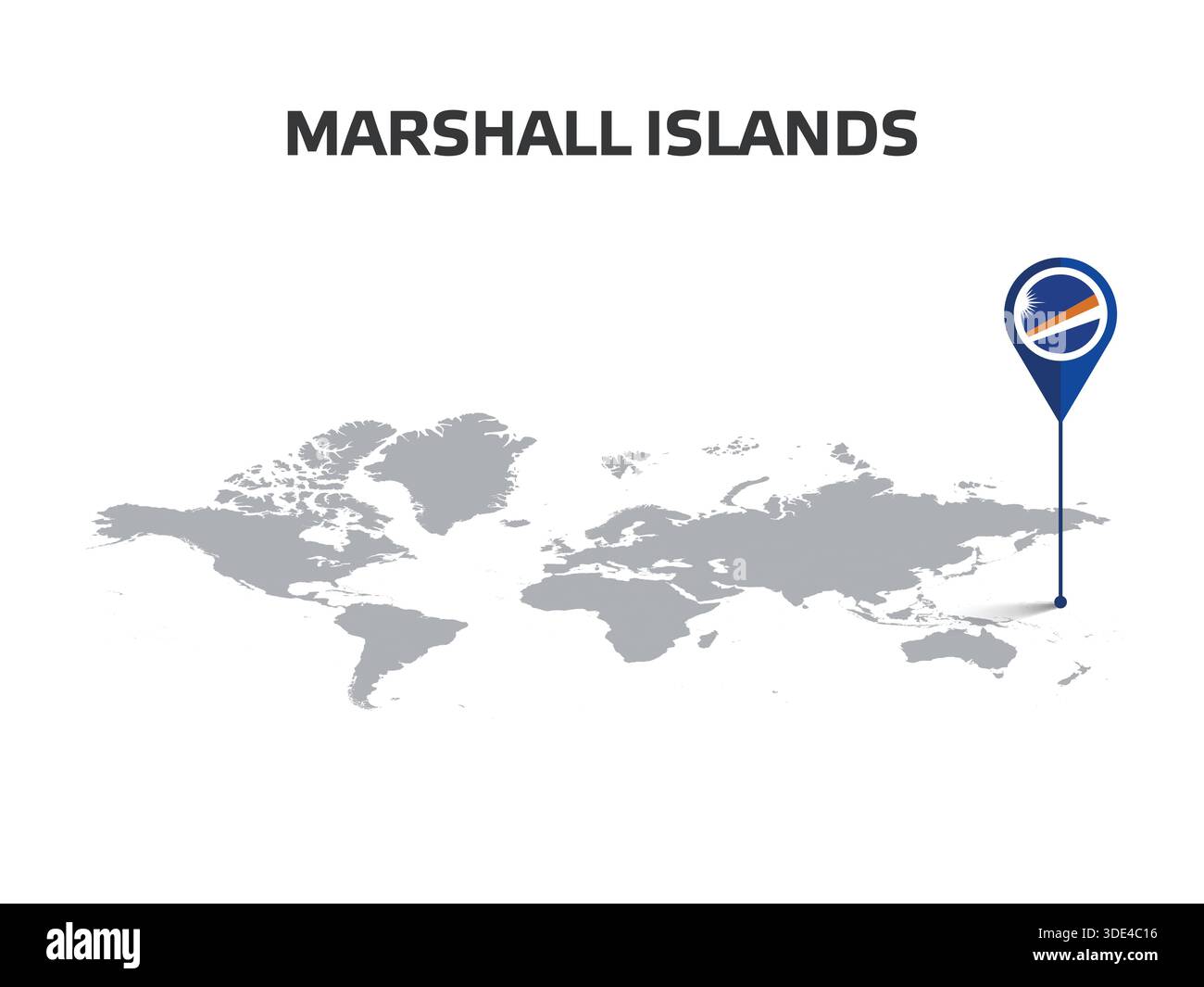 MARSHALL ISLANDS Location Pin on World Map with Flag in Pin's Body ...
