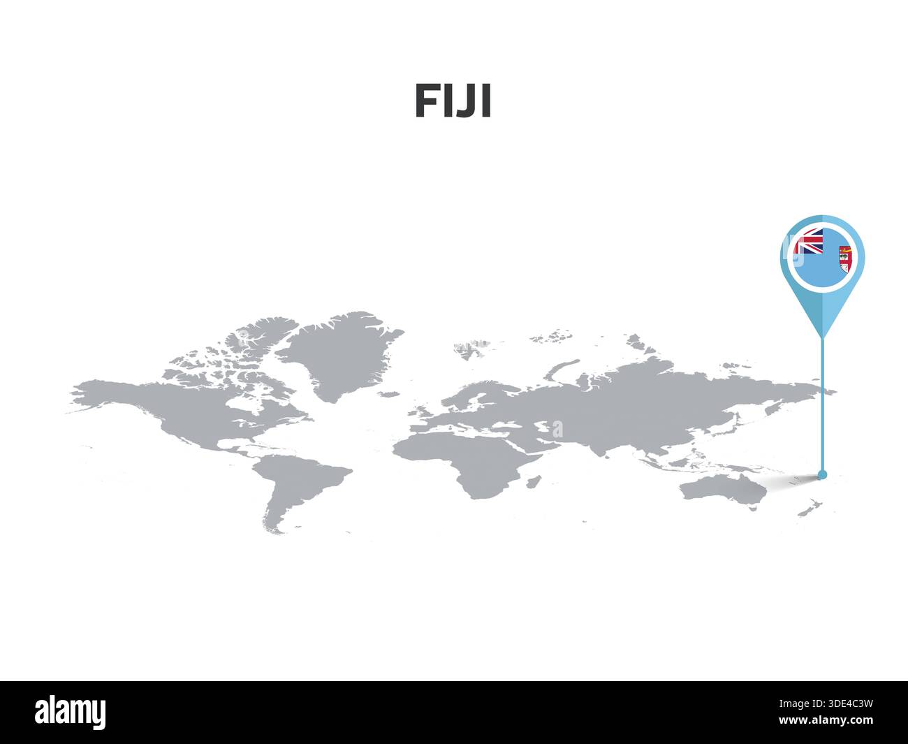 FIJI Location Pin on World Map with Flag in Pin's Body Stock Vector ...